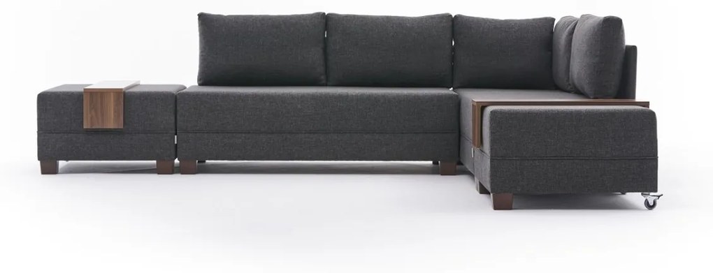 Designová rohová sedačka Ramesha 280 cm antracitová - pravá