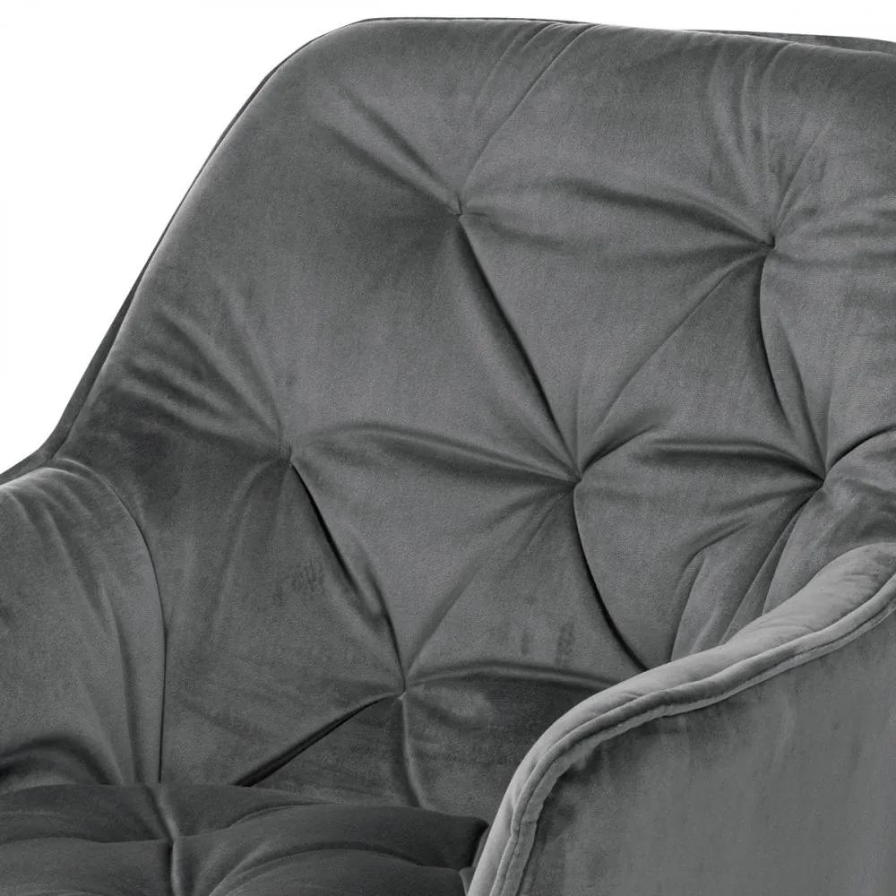 Jídelní židle, potah šedá sametová látka, kovová 4nohá podnož, černý lak DCH-421 GREY4