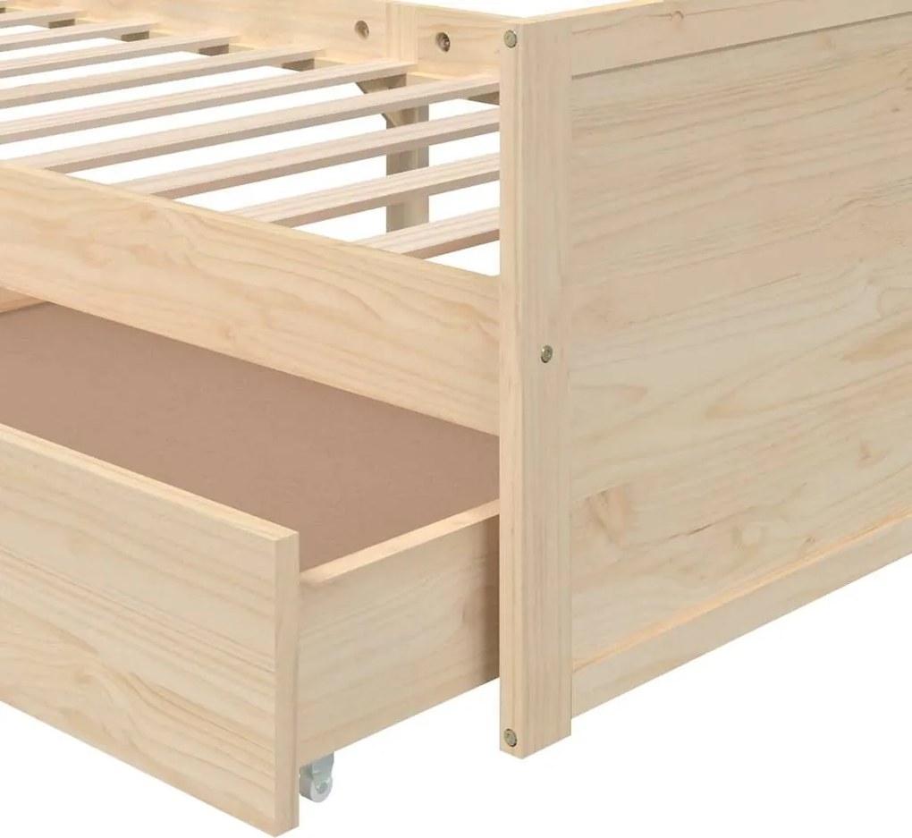 Rám postele se zásuvkami masivní borové dřevo 90 x 200 cm 322159