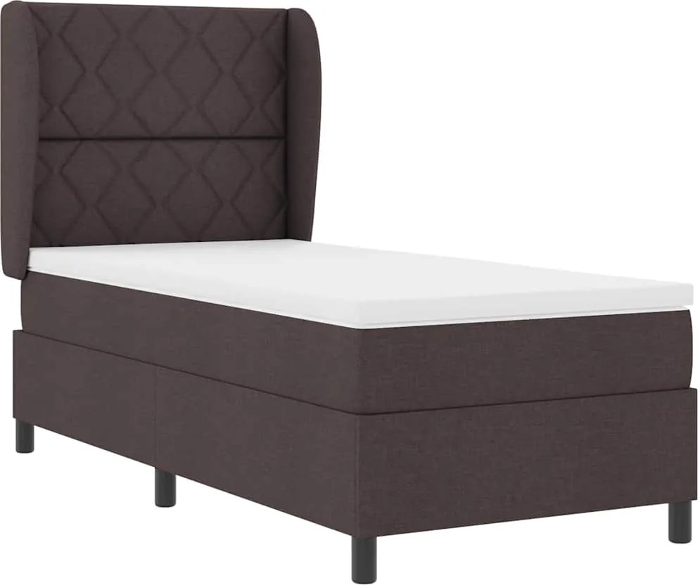 Postel s boxspringem s čelo Tmavě hnědá 90 x 190 cm textil 3340602