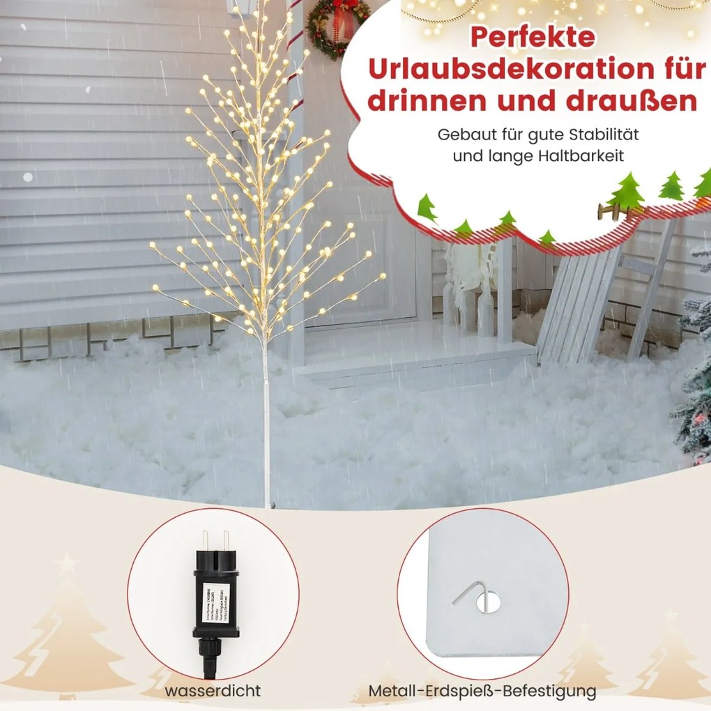 Costway Dekorační LED bříza 155 cm s teplým bílým světlem