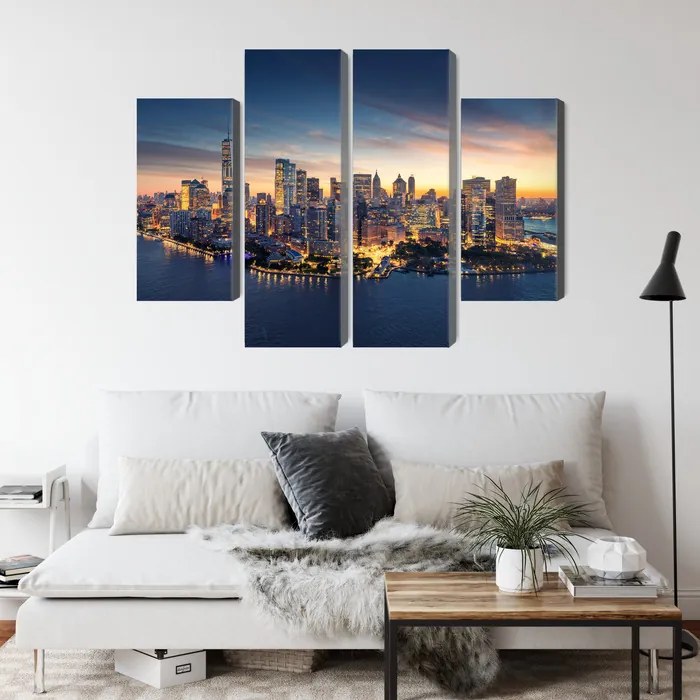 Vícedílný obraz Panorama Města New York Při Východu Slunce Nedostatek Nedostatek Přírodní plátno 200x150