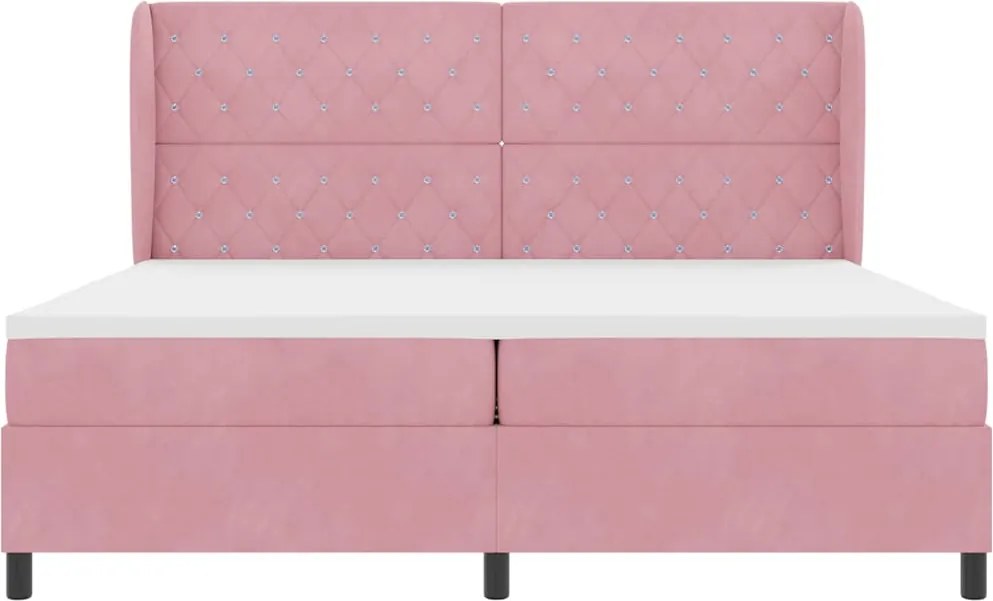 Postel s boxspringem s čelo Růžová 200 x 200 cm samet 3340897