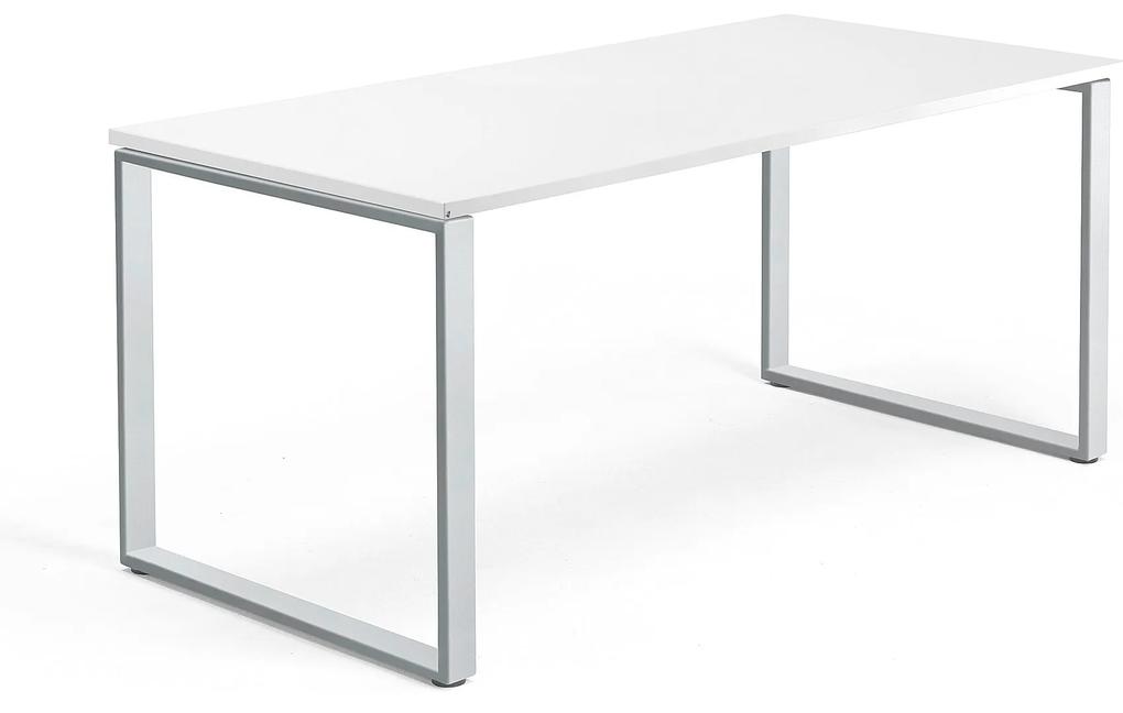 AJ Produkty Psací stůl MODULUS, O-podnož, 1600x800 mm, stříbrný rám, bílá