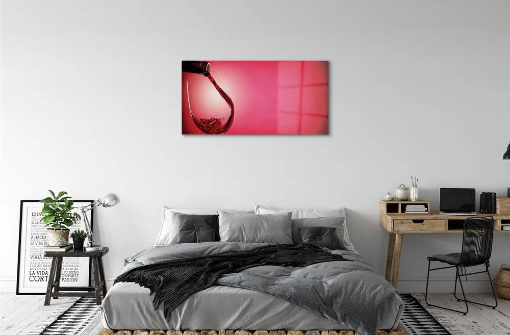 akrylový obraz Červené pozadí sklo na levé straně 100x50 cm