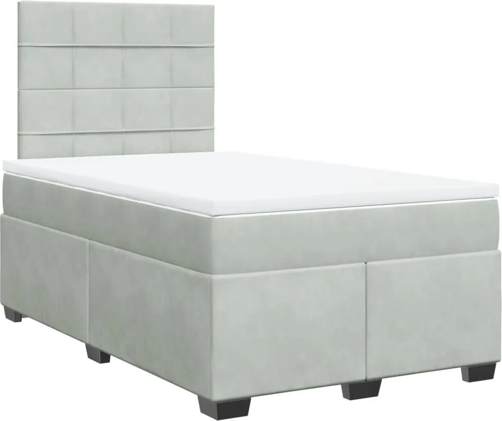 Box spring postel s matrací světle šedá 120x190 cm samet 3290858
