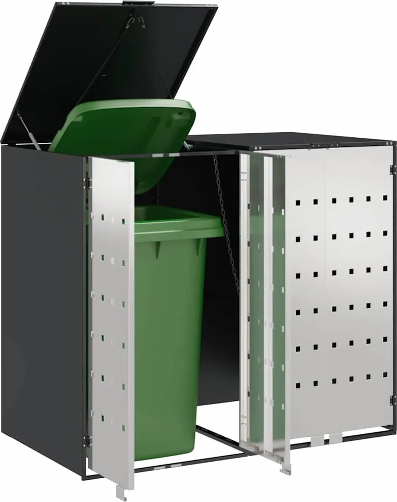 Úložný box na 3 popelnice Nerezová ocel Antracit 3394778