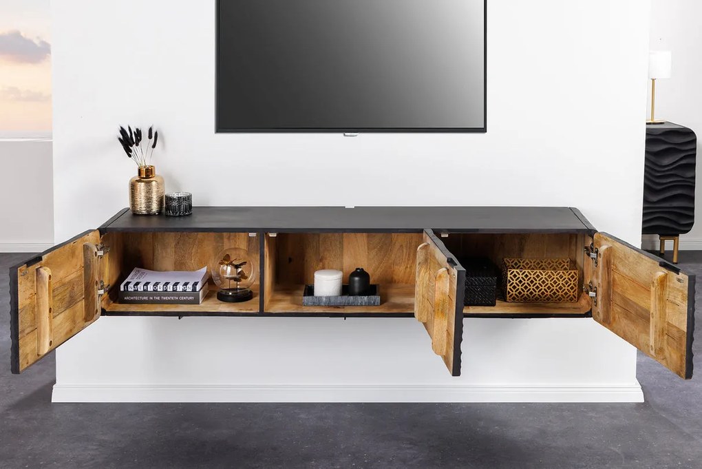 Invicta Dřevěný TV stolek WAVE 160 cm černý 43477