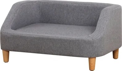 PawHut psí pohovka, kočičí pohovka, pohovka pro domácí zvířata, skandinávský styl, nohy z dřeva, odnímatelný látkový potah, 75 x 55 x 39 cm - šedá
