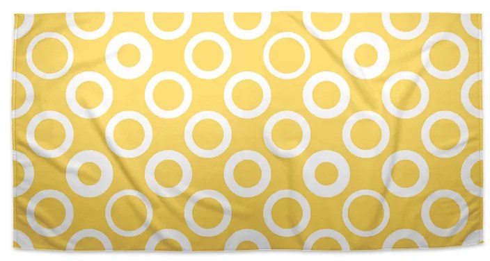 Ručník SABLIO - Bílé kruhy na žluté 30x50 cm