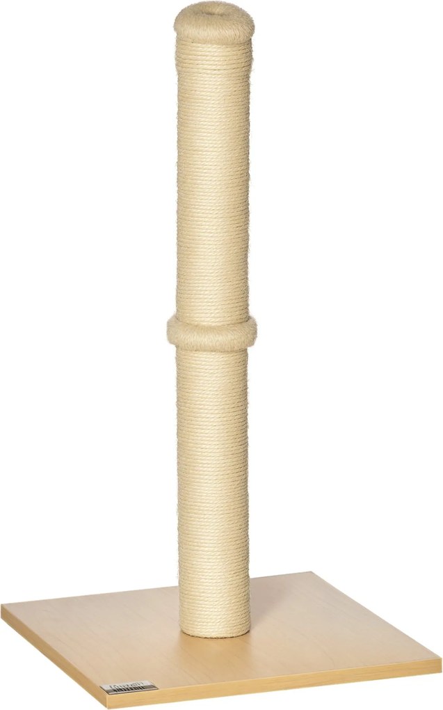 PawHut Škrabadlo pro Kočky - Sloupec na Škrábání ze Sisalu, Stabilní Škrabací Strom, Hračky pro Kočky se Závěsnou Kuličkou, 60 cm, Dřevotřískové desky