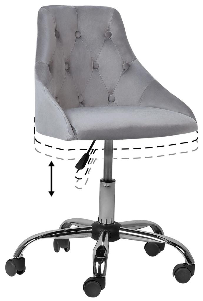 Sametová kancelářská židle šedá PARRISH Beliani