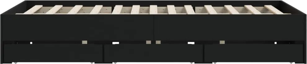 Rám postele se zásuvkami černý 150 x 200 cm kompozitní dřevo 3207267