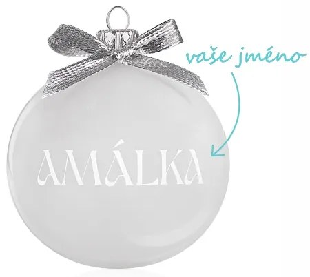 Vánoční celopískovaná baňka se jménem a mašličkou 8 cm