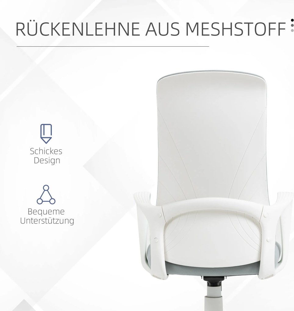 Kancelářská židle Vinsetto s funkcí naklápění, výškově nastavitelná, ergonomická počítačová židle, otočná PC židle pro domácí kancelář, pružná látka,…