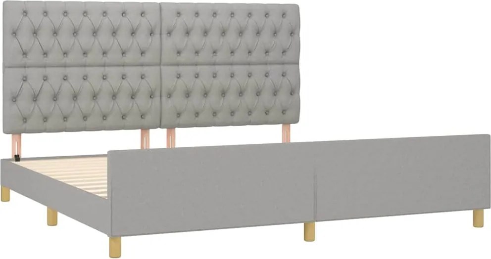 Rám postele s čelem světle šedý 200x200 cm textil 3125324
