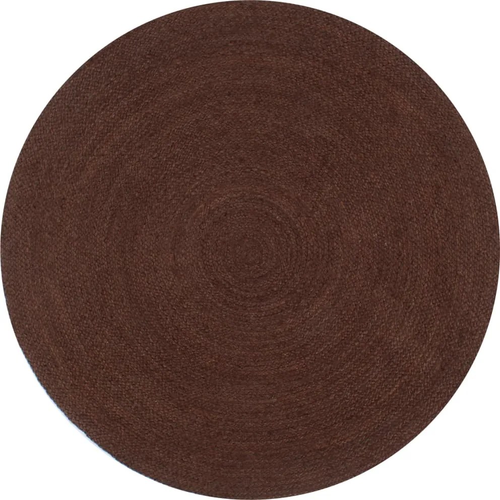 Ručně vyrobený koberec z juty - kulatý - hnědý | 90 cm