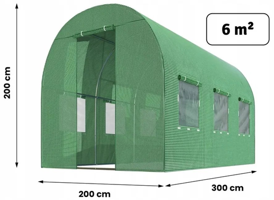 Global Income s.c. Zahradní tunelový fóliovník 2x3 m (6m2), zelený