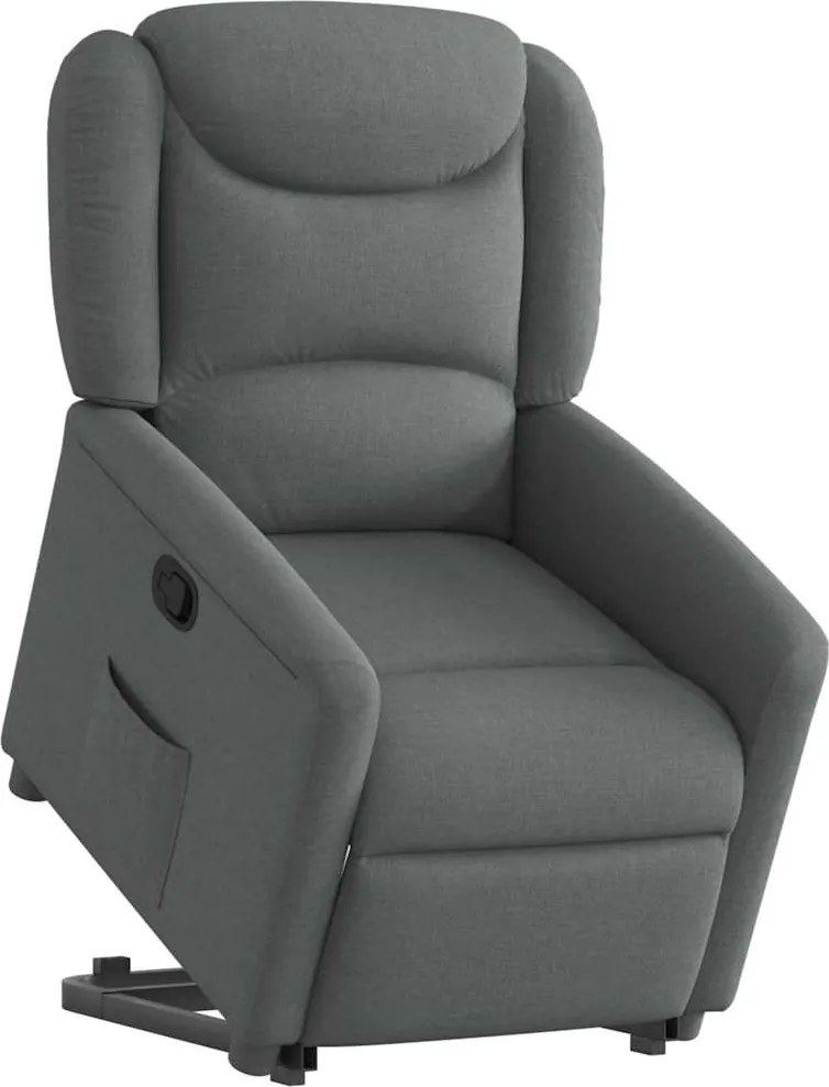 Zvedací polohovací křeslo tmavě šedé textil 3303195