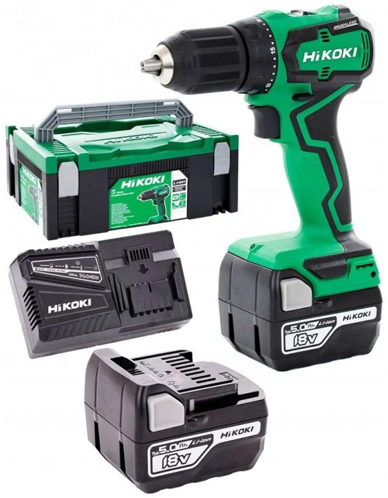 HiKOKI - 18V AKU vrtací šroubovák, 2x aku 5,0 Ah Li-Ion, nabíječka DS18DDWPZ