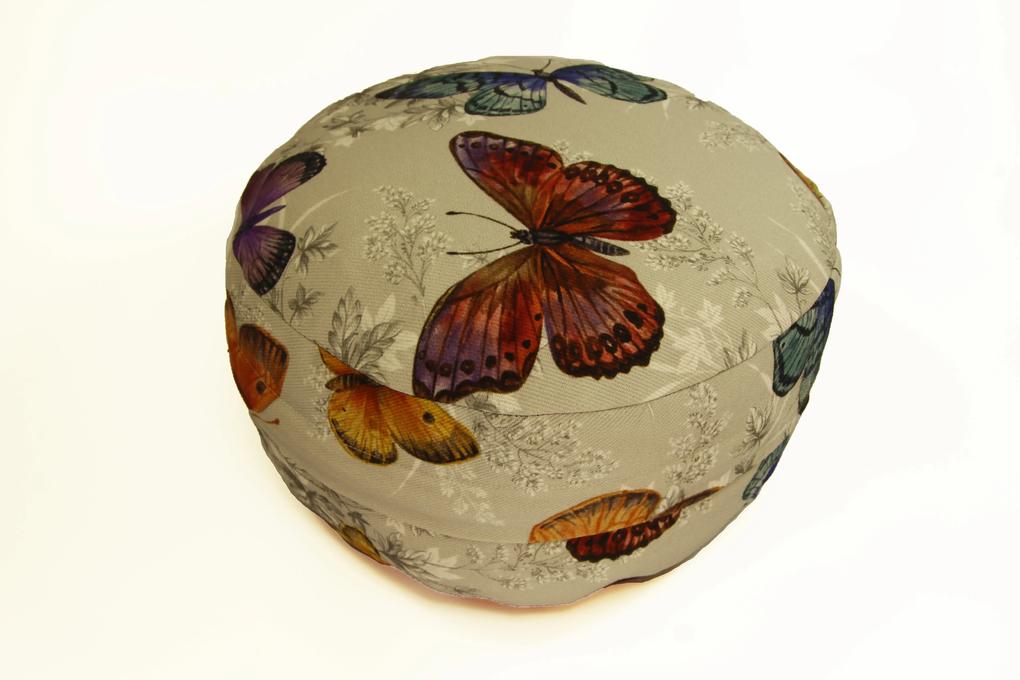 S radostí - vlastní výroba Meditační sedák Motýli Velikost: ∅30 x v12 cm