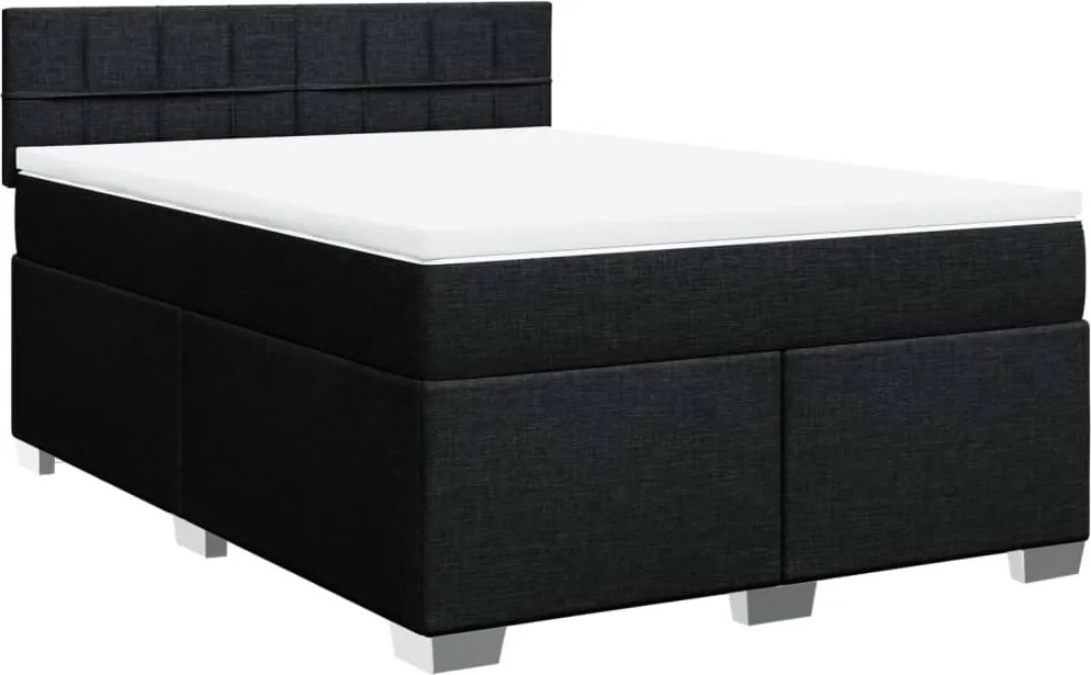 Box spring postel s matrací černá 140x200 cm textil 3288213