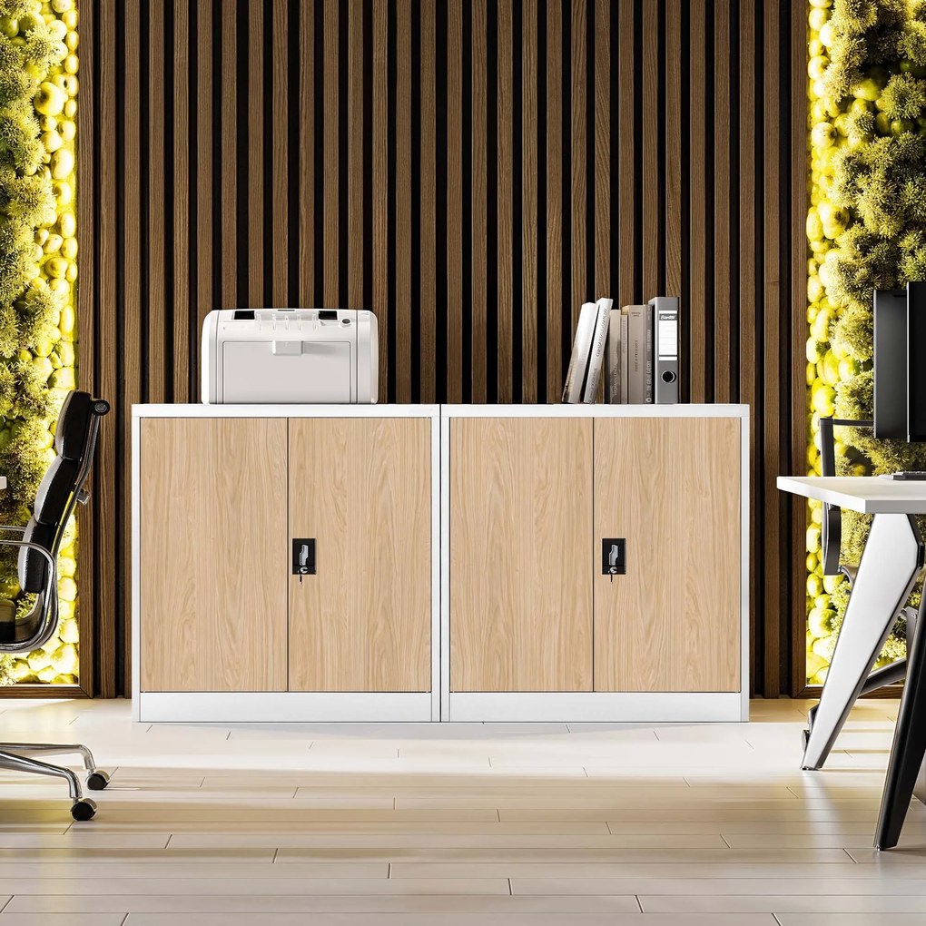 Nízká skříň na spisy a dokumenty, bílá/dub sonoma, 900x930x400 mm: BEATA Eco Design