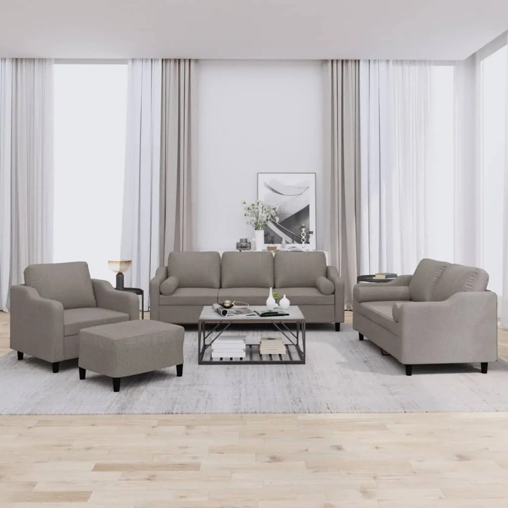 4dílná sedací souprava s polštáři taupe textil 3201801