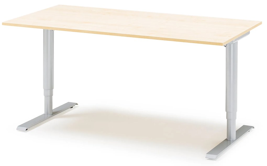 AJ Produkty Výškově stavitelný stůl Adeptus, 1600x800 mm, bříza, stříbrná