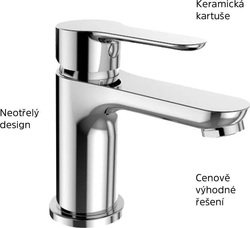 Mereo Mereo, Umyvadlová stojánková baterie vyšší, Zuna, clic-clac CH03P, vyšší varianta, CB10104ZC