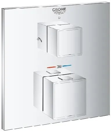 Grohe Grohtherm Cube - Termostatická baterie pod omítku pro 2 spotřebiče, chrom 24154000