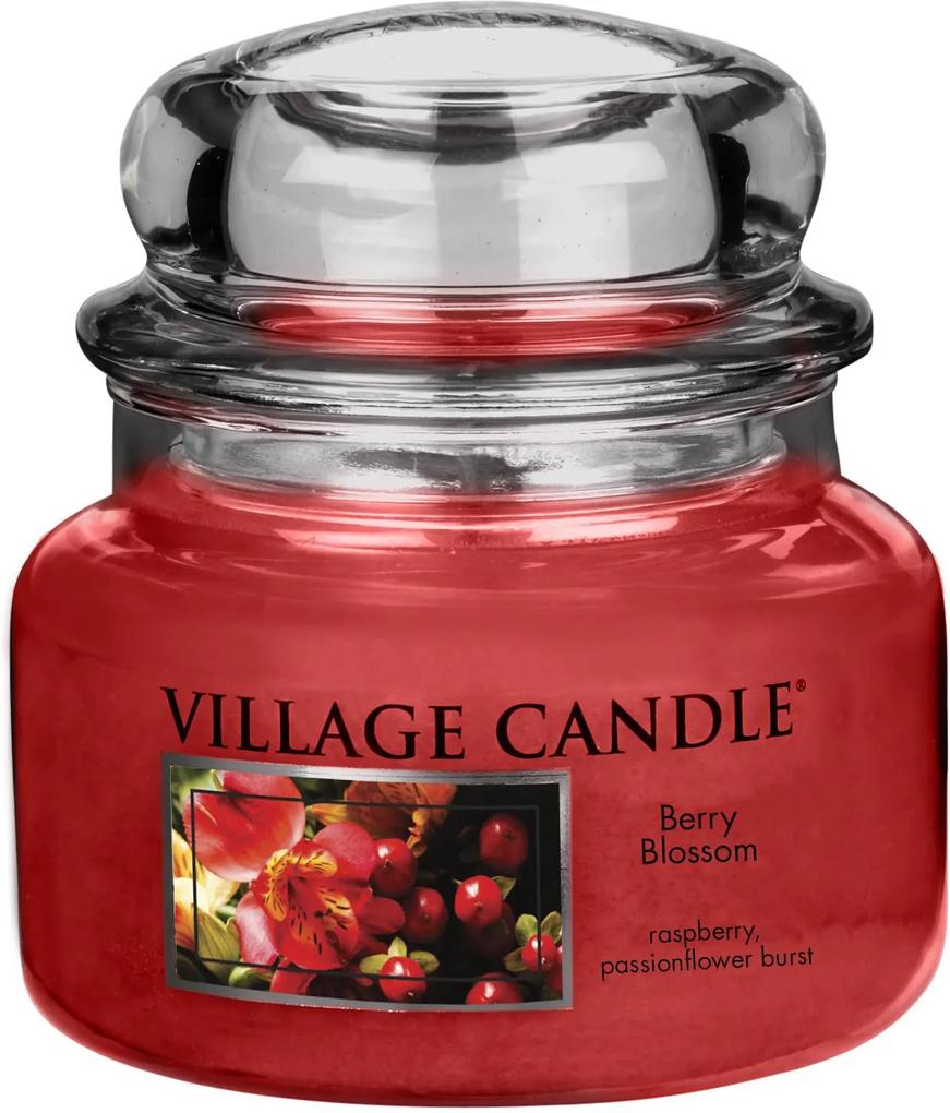 VILLAGE CANDLE Svíčka ve skle Berry Blossom - malá, červená barva, sklo, vosk