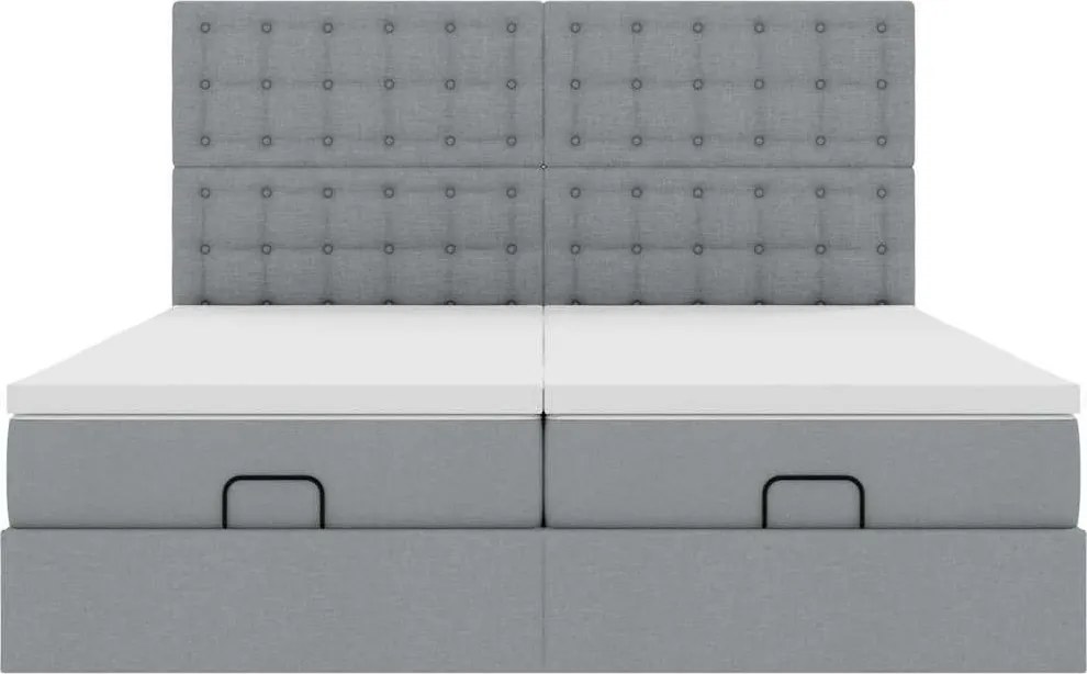 Osmanský rám postele s matrací světle šedý 200x200cm textil 3313741