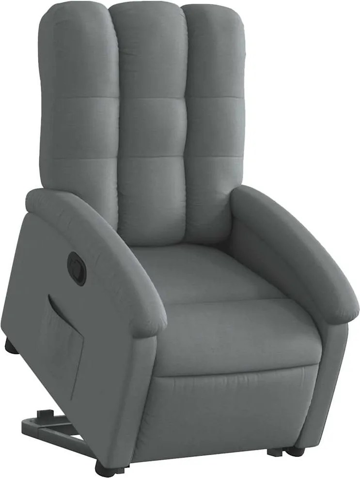 Zvedací polohovací křeslo tmavě šedé textil 3204093