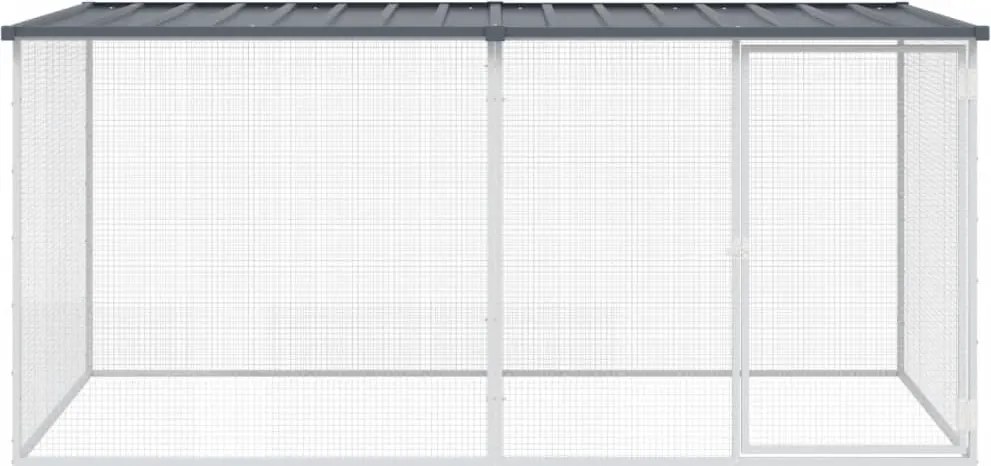 Klec pro kuřata se střechou antracitová 203 x 98 x 90 cm pozinkovaná ocel 3189049