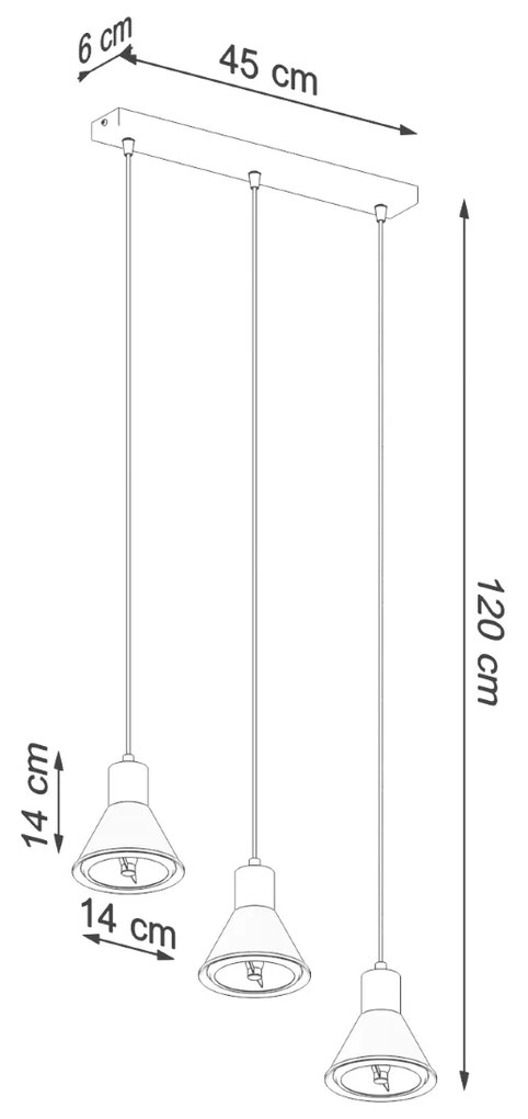 Závěsné svítidlo Tazila 3, 3x černé kovové stínítko, LED