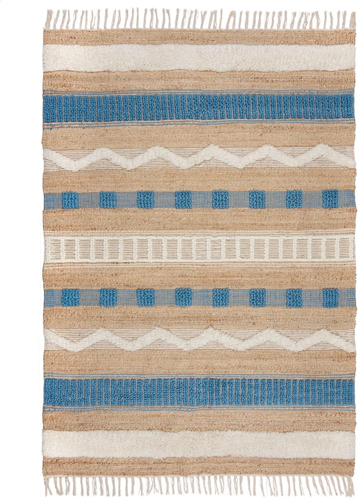 XXXLutz VŠÍVANÝ KOBEREC, 160/230 cm, modrá, přírodní barvy Flair Rugs - Online Only koberce & rohožky - 003165040702