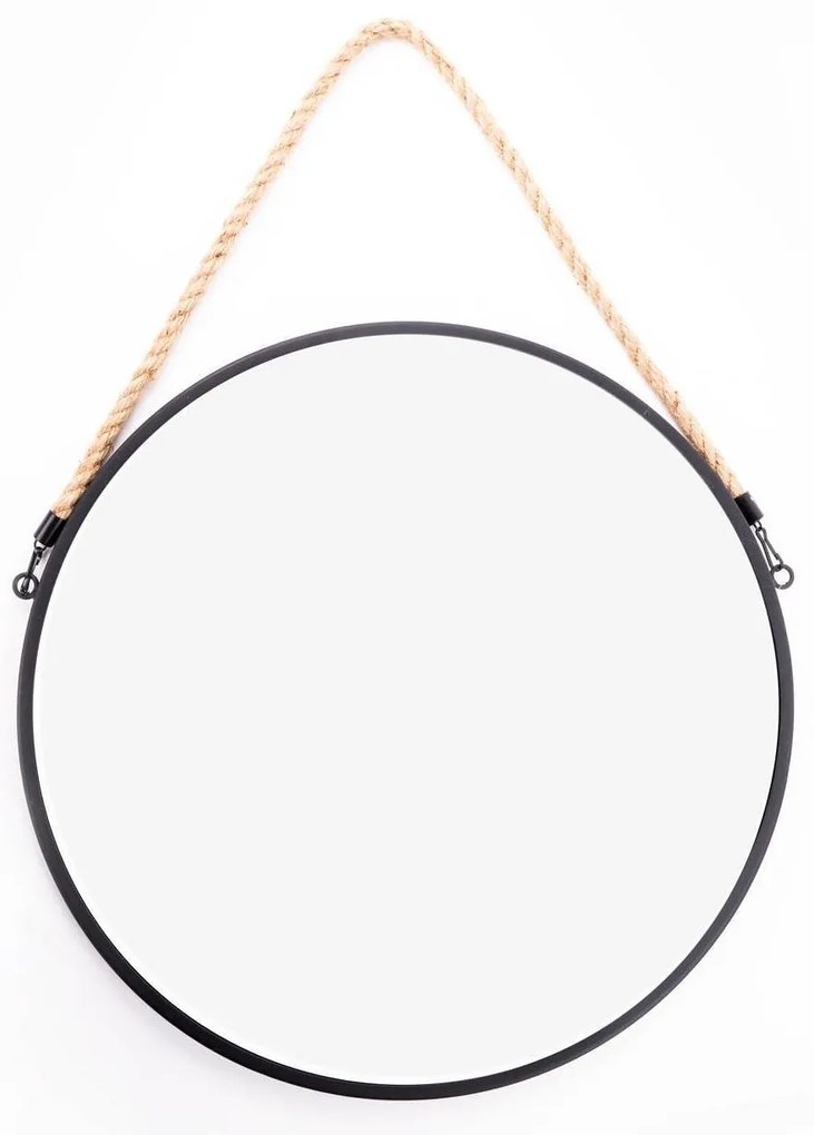 Závěsné zrcadlo v kovovém rámu, průměr 37 cm