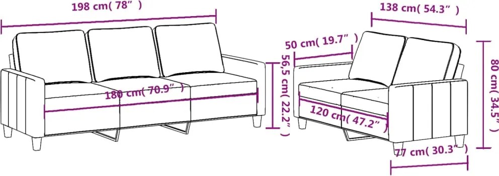 2dílná sedací souprava s poduškami hnědá textil 3201463