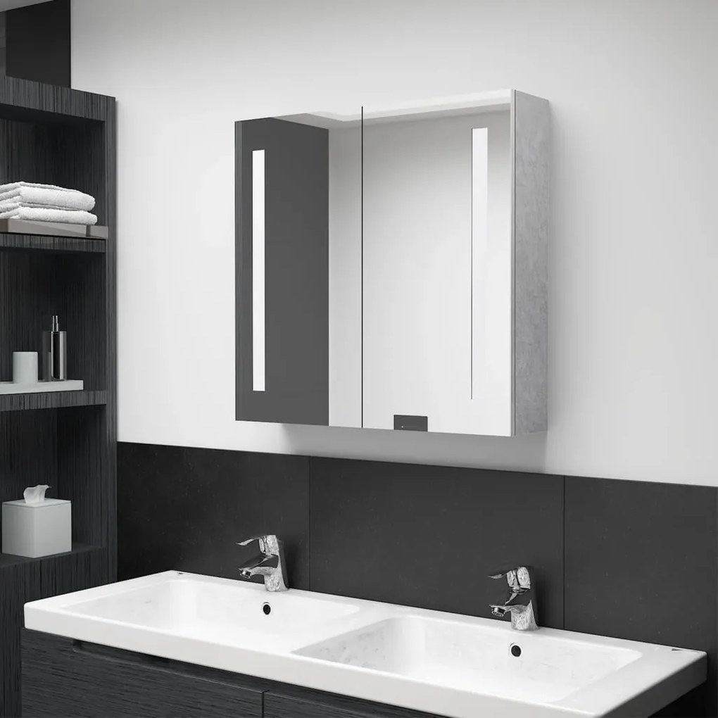 LED koupelnová skříňka se zrcadlem betonově šedá 62x14x60 cm 326518