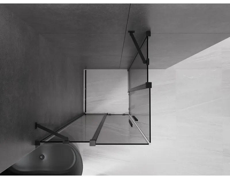 Mexen Velar Duo, sprchový kout s posuvnými dveřmi 100 x 100 cm, 8mm šedé sklo, černá matná, 871-100-100-42-70