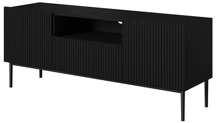 TV stolek Nicole 150 cm s výklenkem - černý mat / černé nožky