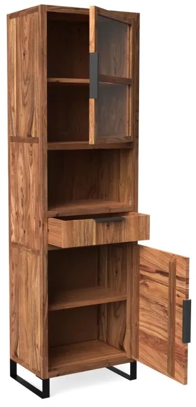 furniture-nabytek.cz - Masivní nástěnná skříň Sidora II z akácie, lakovaná, hnědá