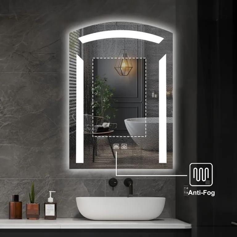 IREDA Koupelnové zrcadlo s LED osvětlením, 80 x 60 cm