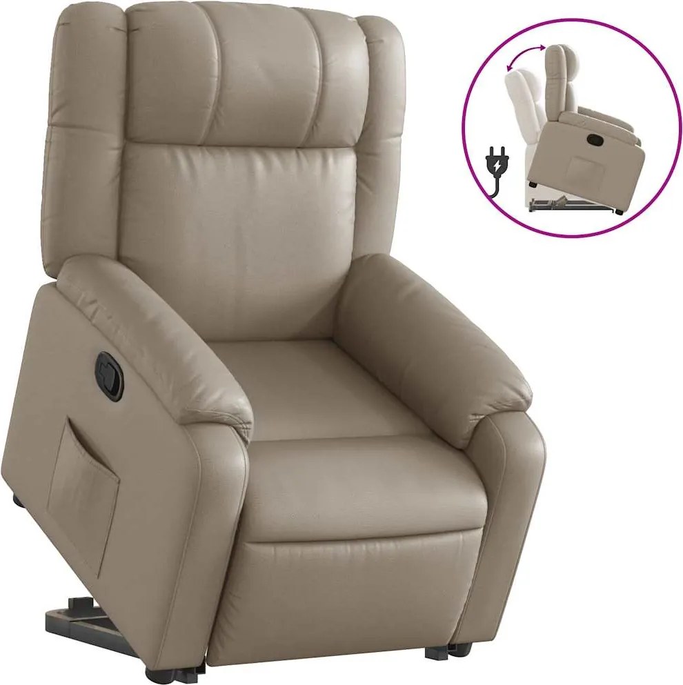 Zvedací polohovací křeslo cappuccino umělá kůže 3205156