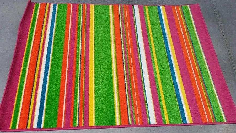 Dětský kusový koberec CITY pruh růžový 120x170