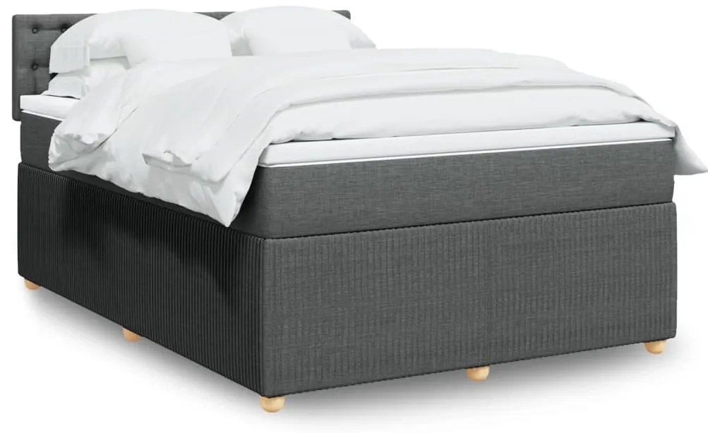Box spring postel s matrací tmavě šedý 140 x 190 cm textil