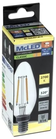 LED žárovka E14 McLED 2,2W (25W) teplá bílá (2700K) svíčka ML-323.031.87.0