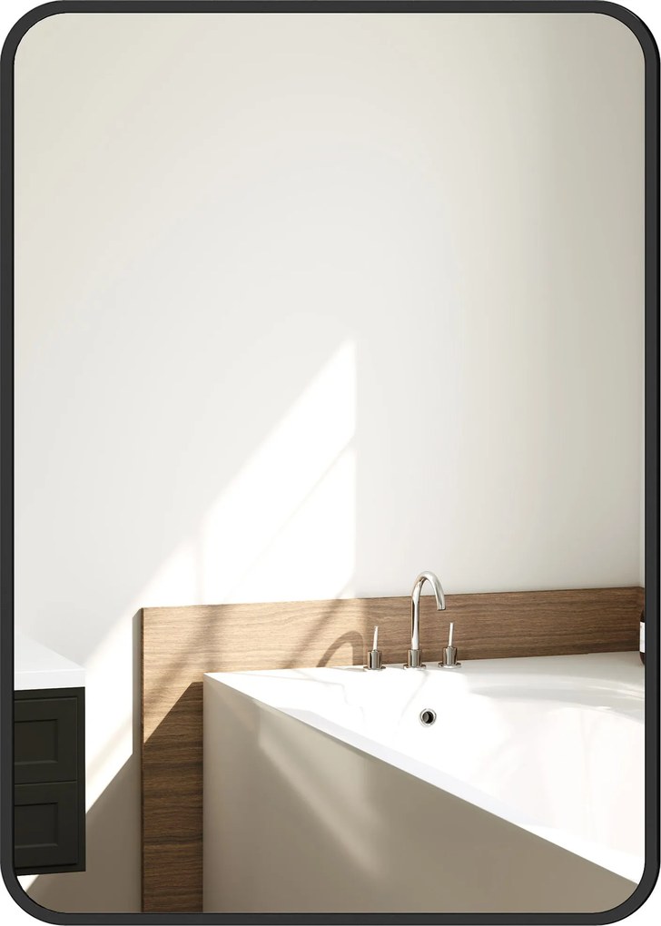 Nástěnné zrcadlo HOMCOM 50x70 cm - Dekorativní zrcadlo s kovovým rámem a snadnou instalací pomocí háčku do obývacího pokoje, předsíně a chodby | Aosom