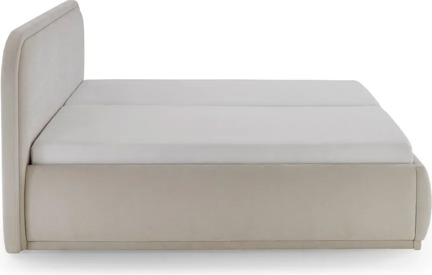 Krémová čalouněná dvoulůžková postel s úložným prostorem s roštem 160x200 cm Soma – Meise Möbel